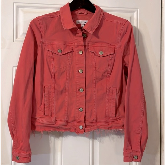 LOFT | Jackets & Coats | Loft Made And Loved Coral Denim Jacket Womens ...
